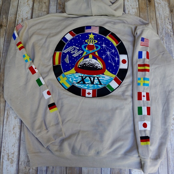 Shirts | New Nasa Space Vintage Tan Flag Hoodie Rare | Poshmark